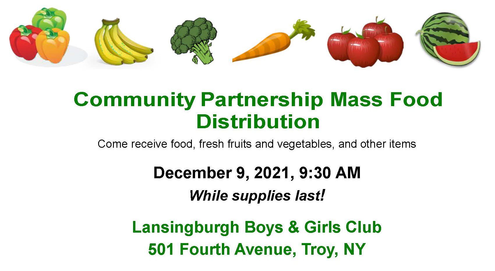 Community Food Distribution Dec. 9 | Troy City School District